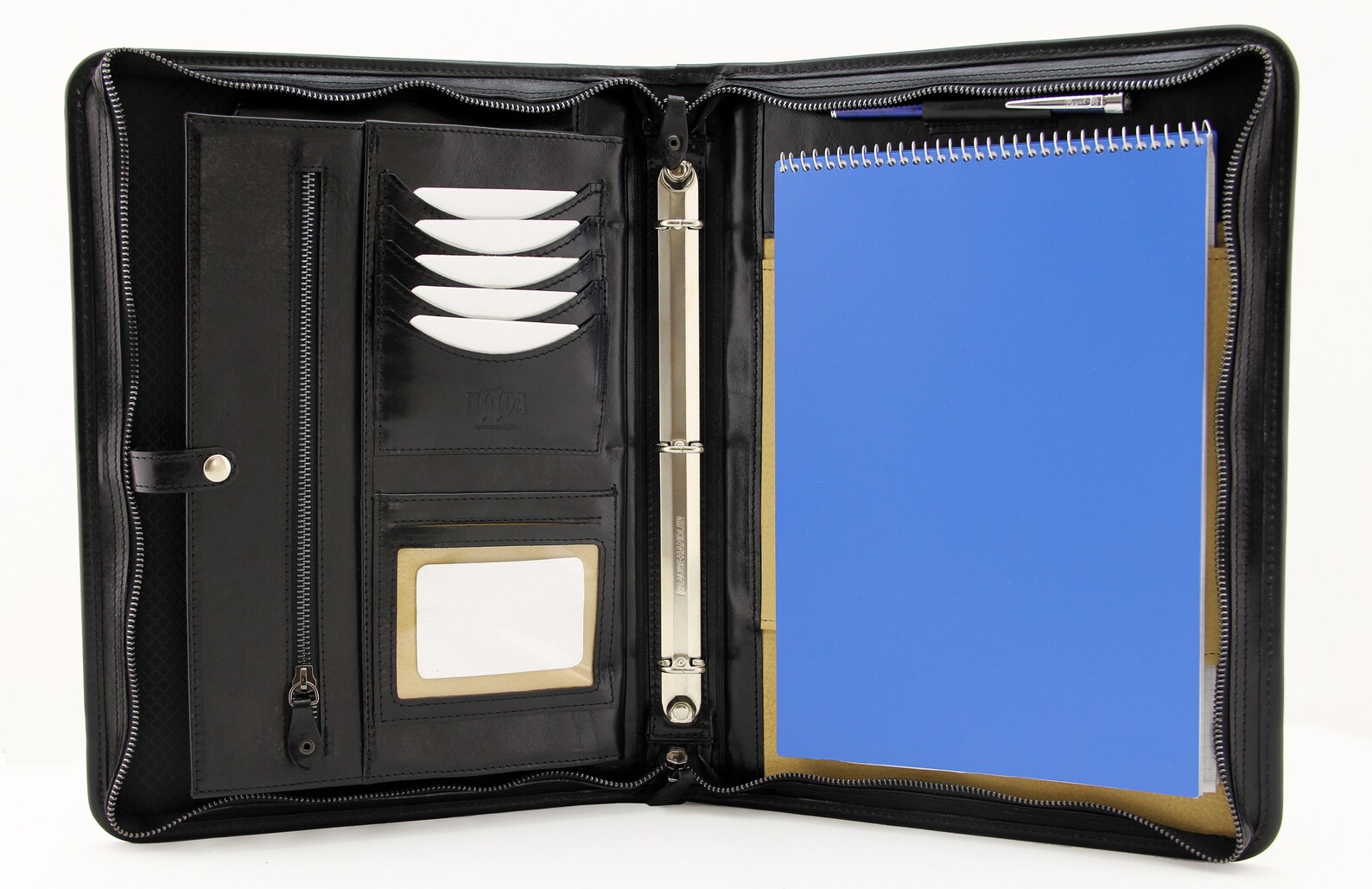 Italian Leather Folder, Zipped Business Portfolio, Leather 3 Ring ...