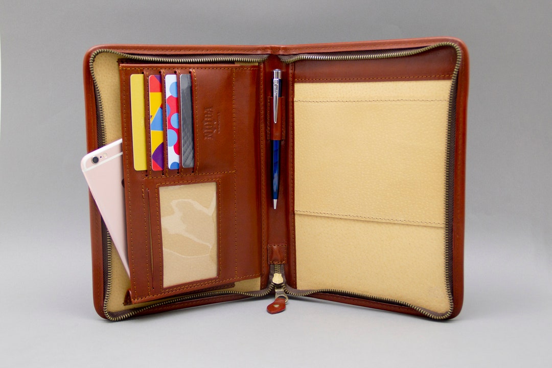 Leather Portfolio With Zipper, Personalized Padfolio, Contractor Gifts ...