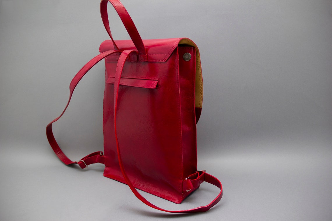 Leather Backpackbackpack Bag Red Leather Backpack Leather - Etsy