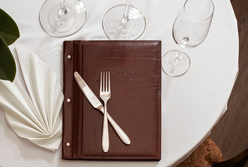Noda Genuine Leather Custom Restaurant Menu Folder - Branded Menu Cover ...