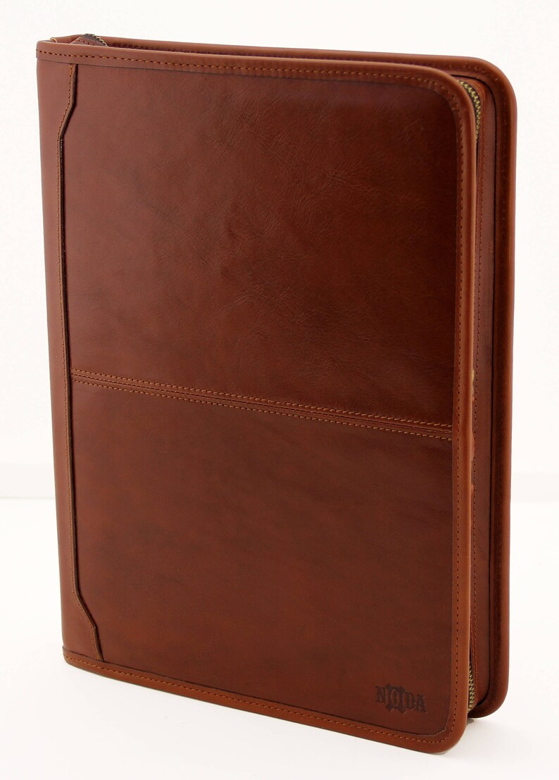 Italian Leather Folder Zipped Business Portfolio Genuine - Etsy