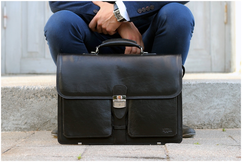 Italian Genuine Leather Briefcase Business Satchel Bag - Etsy