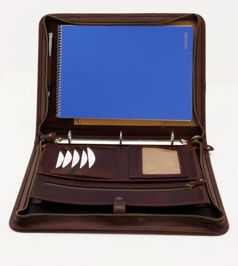 Italian Leather Folder Zipped Business Portfolio Genuine - Etsy