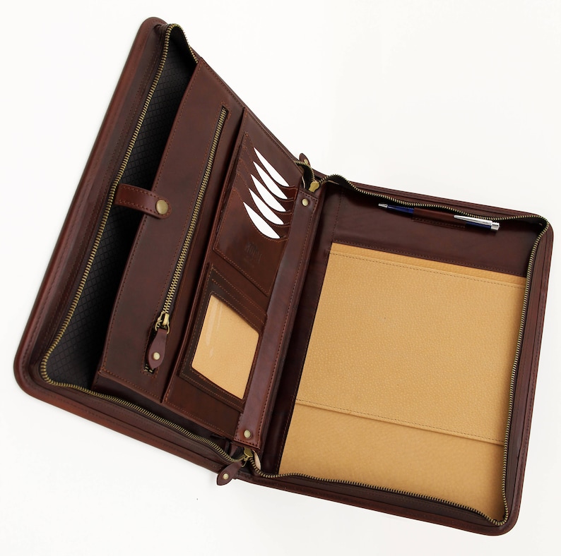 Business Leather Portfolio Zipper Conference Folder Legal | Etsy