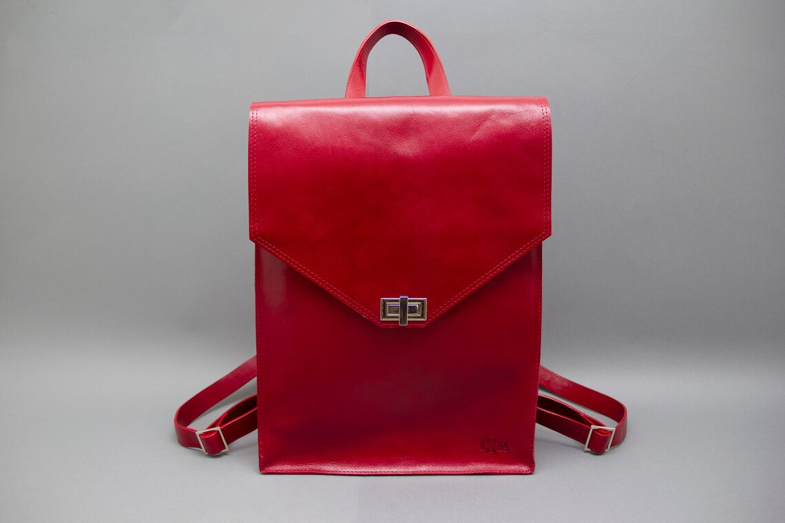 Leather Backpack,backpack Bag, Red Leather Backpack, Leather Back Pack ...