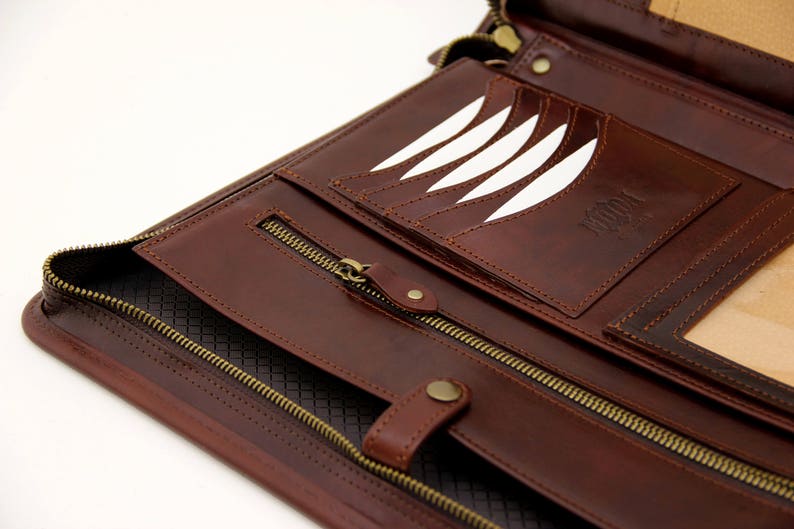Business Leather Portfolio Zipper Conference Folder Legal | Etsy