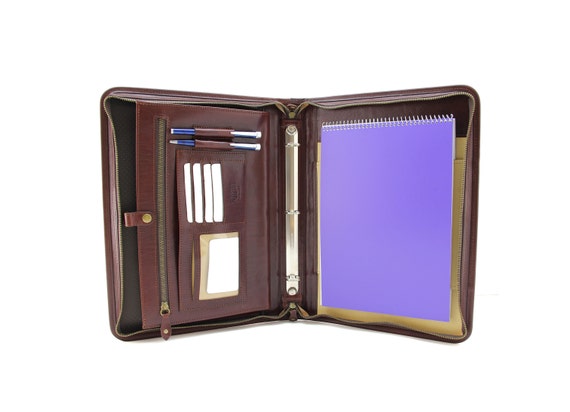 Brown Leather Padfolio 3 Ring Binder Italian Veg Tan | Etsy