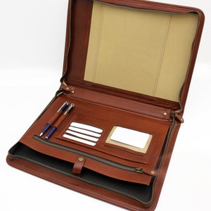 Italian Leather Porftolio, Zippered Business Folder, Conference A4 ...