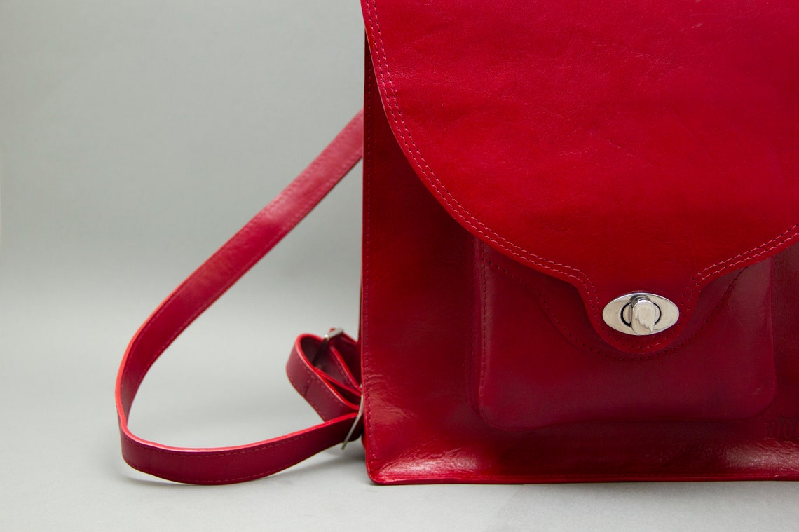 Leather Backpack,backpack Bag, Red Leather Backpack, Leather Back Pack ...