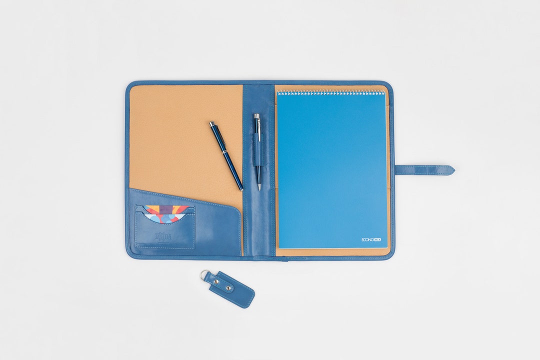 Leather Notebook Holder/leather Portfolio A4 Light Blue - Etsy