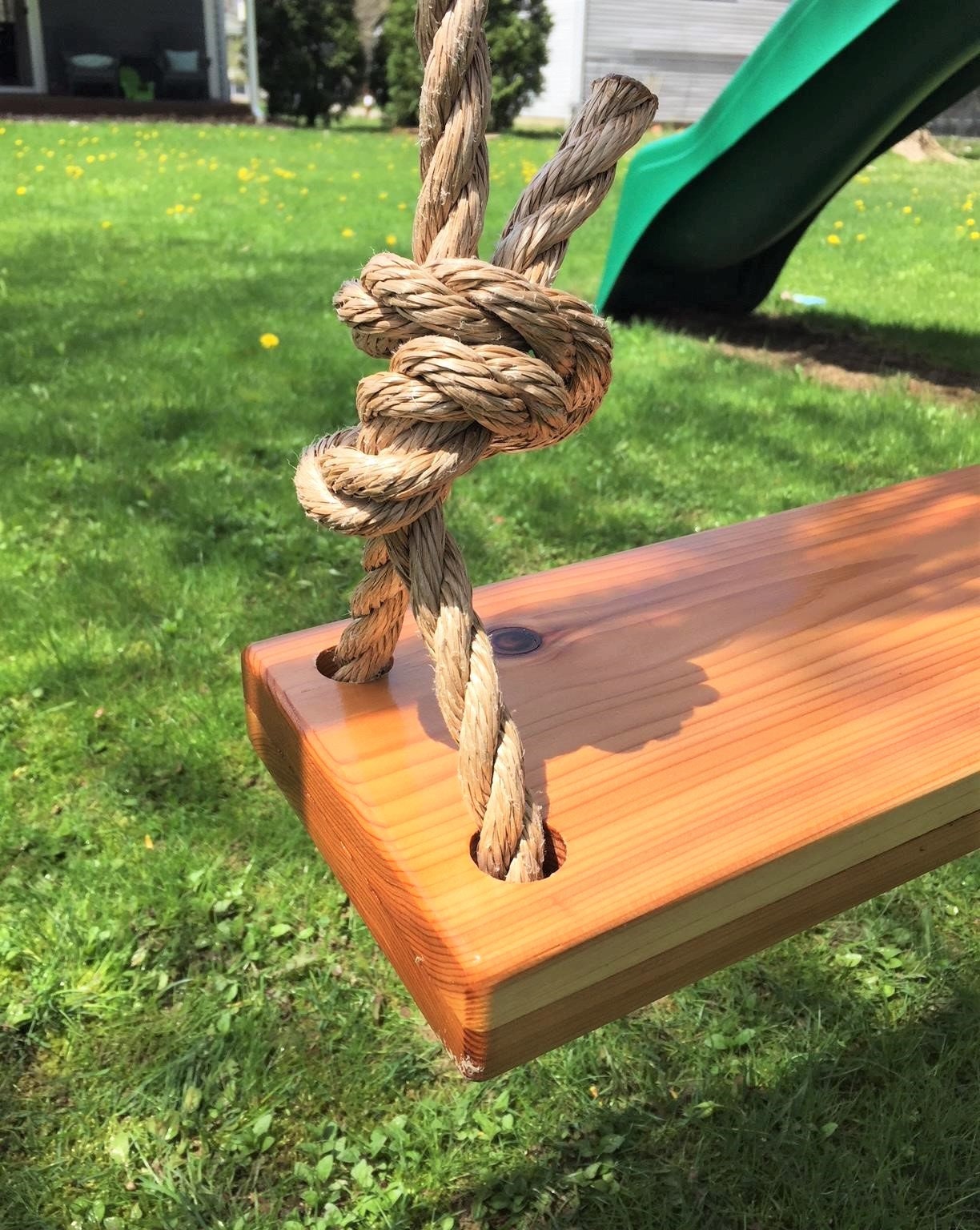 Natural Wooden Rope Swing Wood Tree Swing Outdoor Wooden - Etsy
