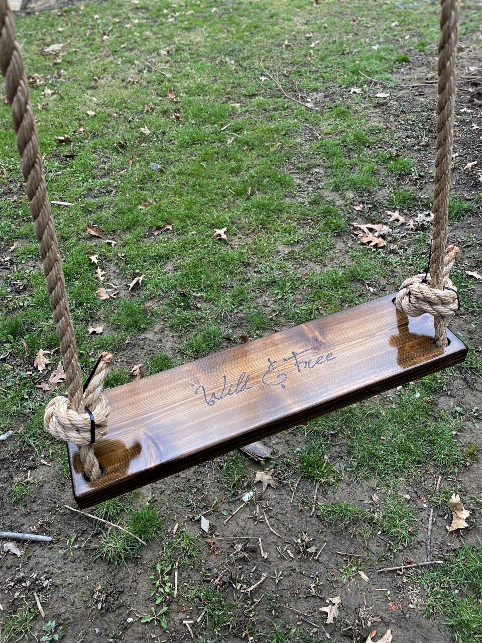 Wild and Free Wood Tree Swing Wooden Rope Swing Outdoor - Etsy