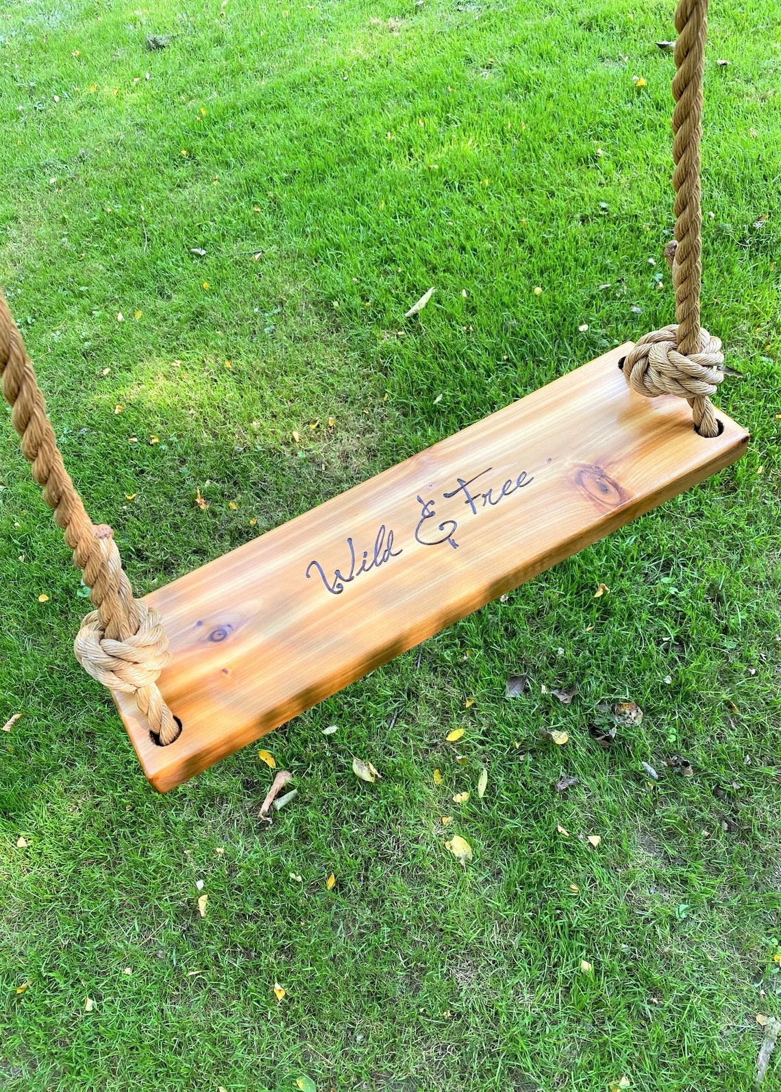 Wild and Free Wood Tree Swing Wooden Rope Swing Outdoor - Etsy