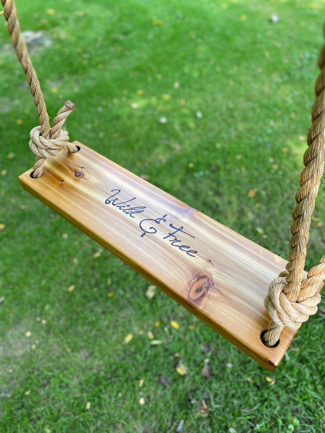 Wild and Free Wood Tree Swing | Wooden Rope Swing | Outdoor Wooden ...