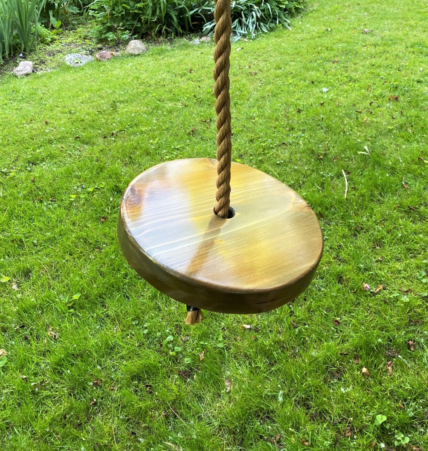 Gray Wood Round Swing | Disc Swing for Kids | Round Rope Swing | Circle ...