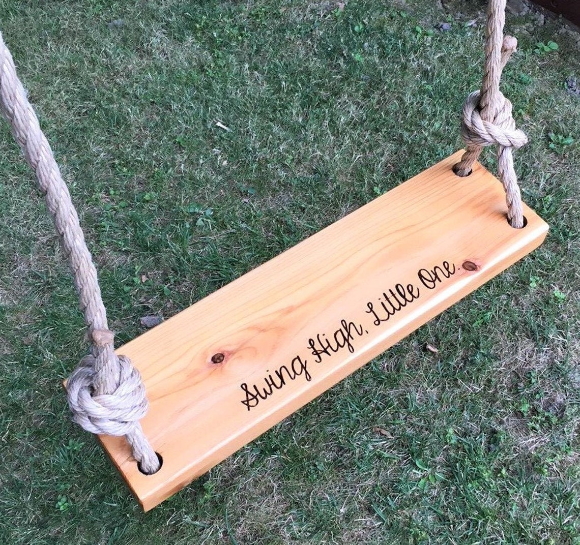 Swing High Little One Wooden Rope Swing Wood Tree Swing | Etsy