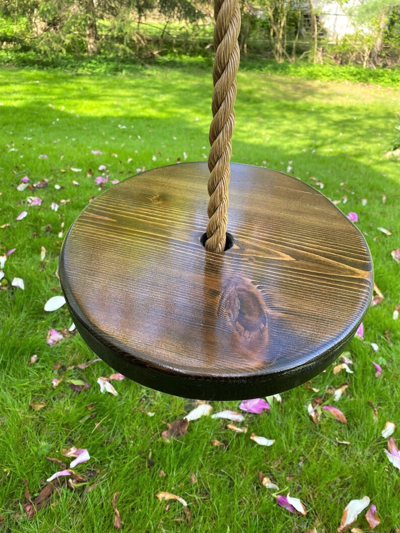 Dark Wood Round Swing Disc Swing for Kids Round Rope Swing | Etsy