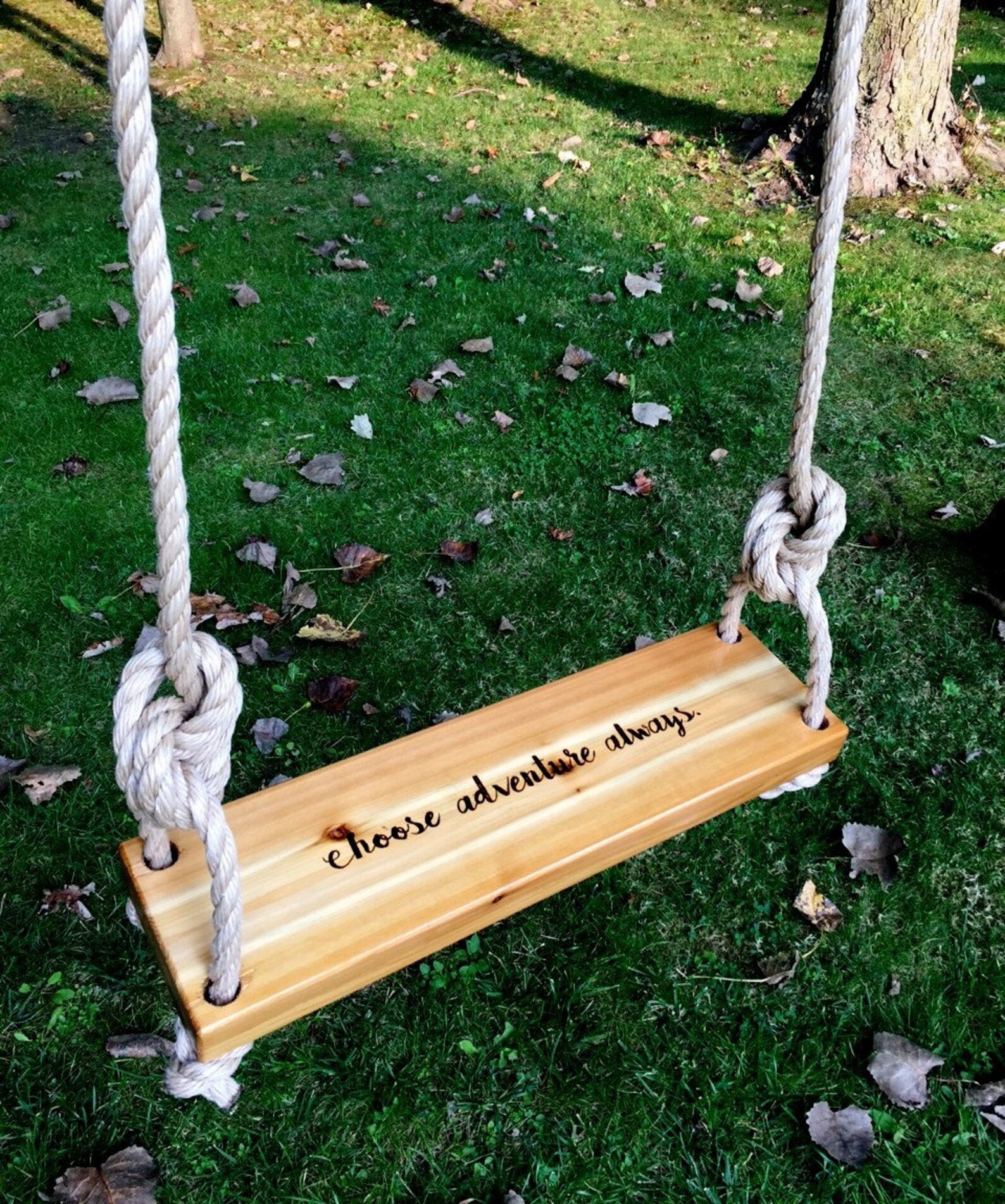 Choose Adventure Always Wooden Rope Swing | Wood Tree Swing | Outdoor ...