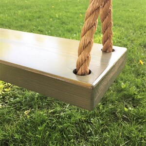 Gray Wooden Rope Swing | Wood Tree Swing | Outdoor Wooden Swing ...