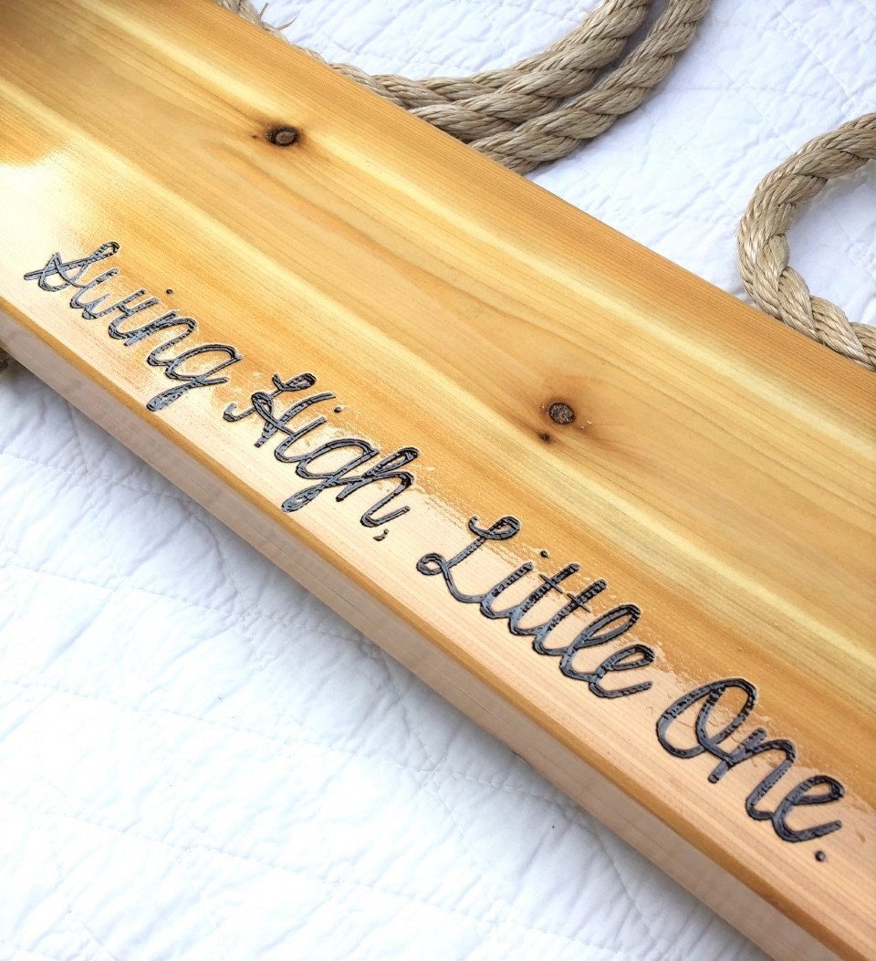 Swing High Little One Wooden Rope Swing Wood Tree Swing | Etsy
