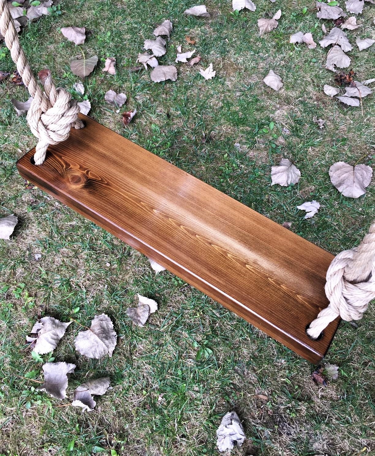 Dark Wood Tree Swing Wooden Rope Swing Outdoor Wooden | Etsy