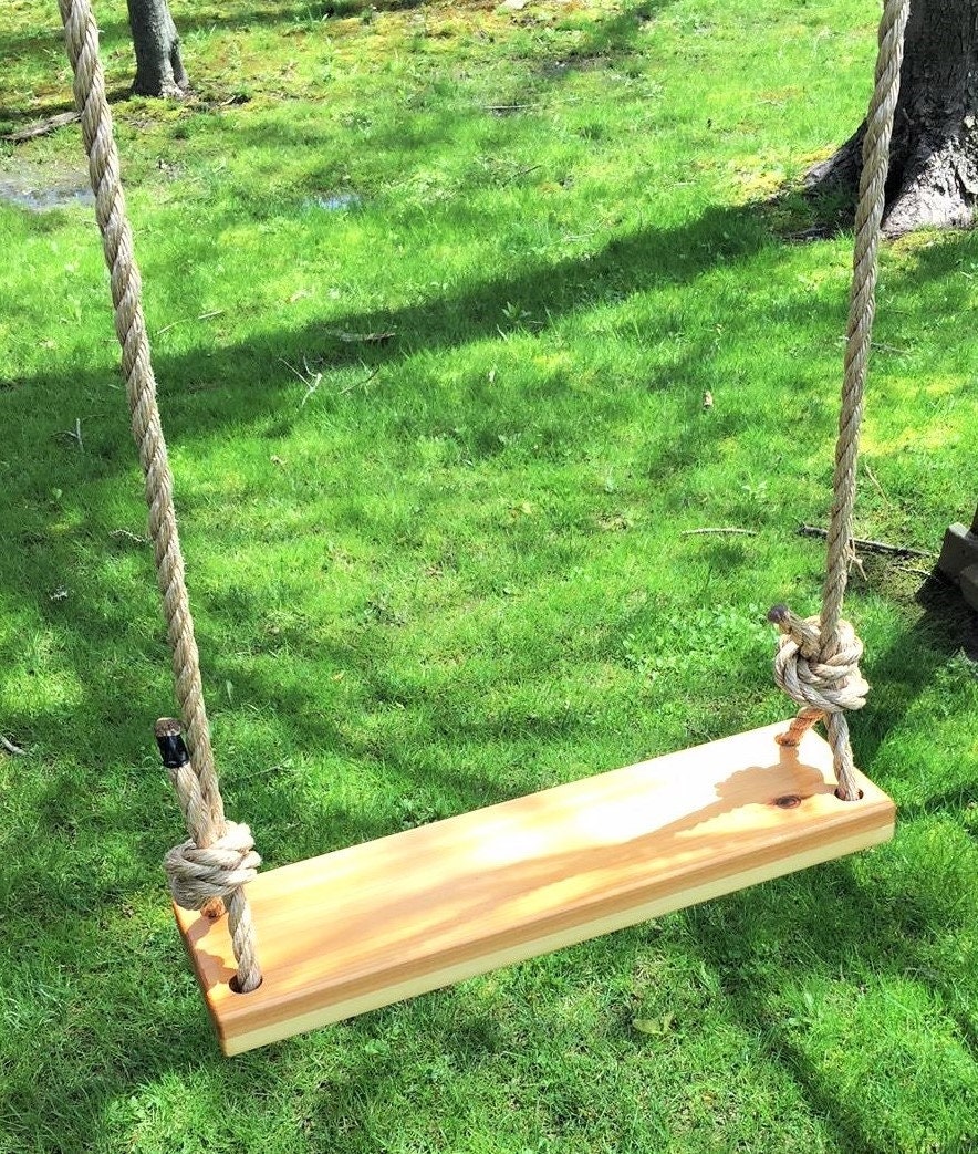 Natural Wooden Rope Swing Wood Tree Swing Outdoor Wooden - Etsy
