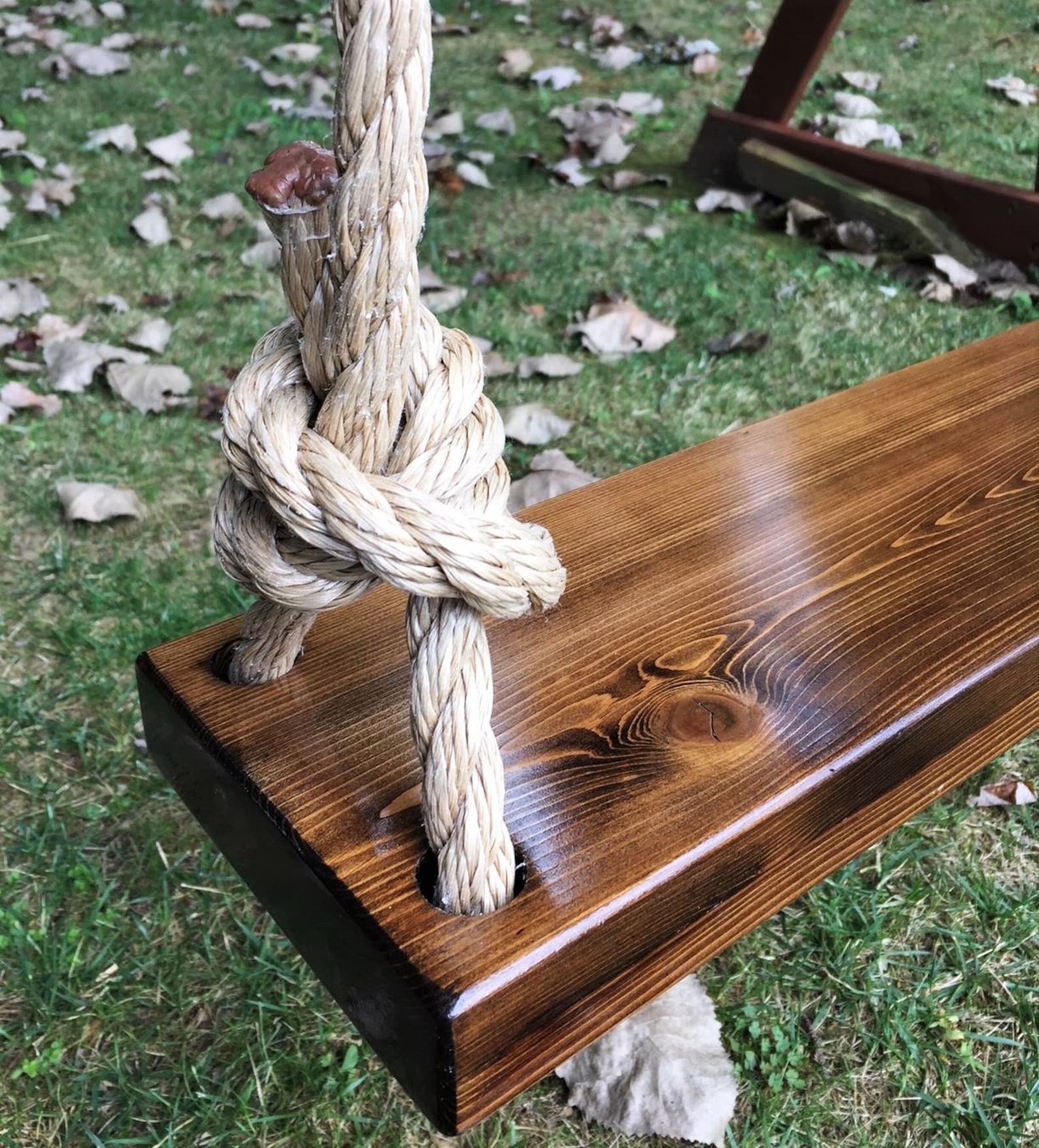 Dark Wood Tree Swing Wooden Rope Swing Outdoor Wooden | Etsy