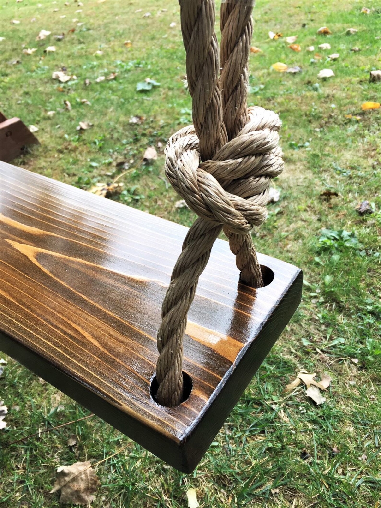 Dark Wood Tree Swing Wooden Rope Swing Outdoor Wooden | Etsy