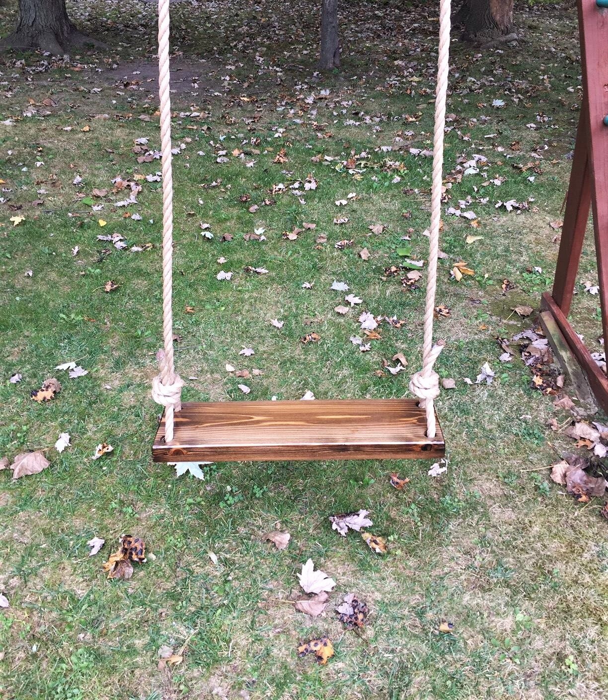 Dark Wood Tree Swing Wooden Rope Swing Outdoor Wooden | Etsy
