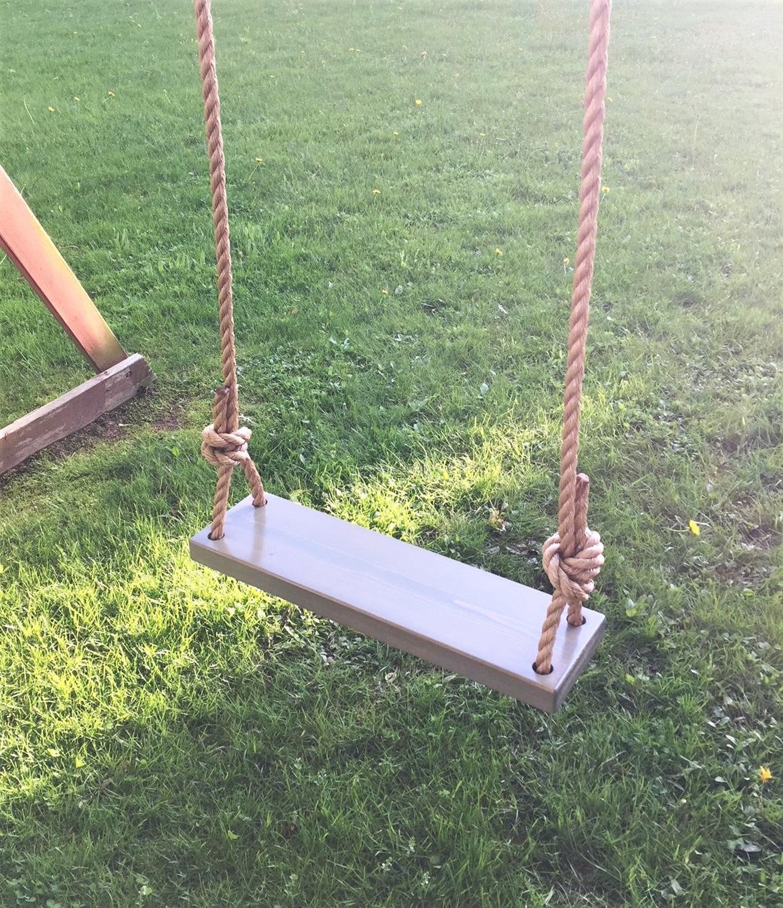 Gray Wooden Rope Swing Wood Tree Swing Outdoor Wooden | Etsy