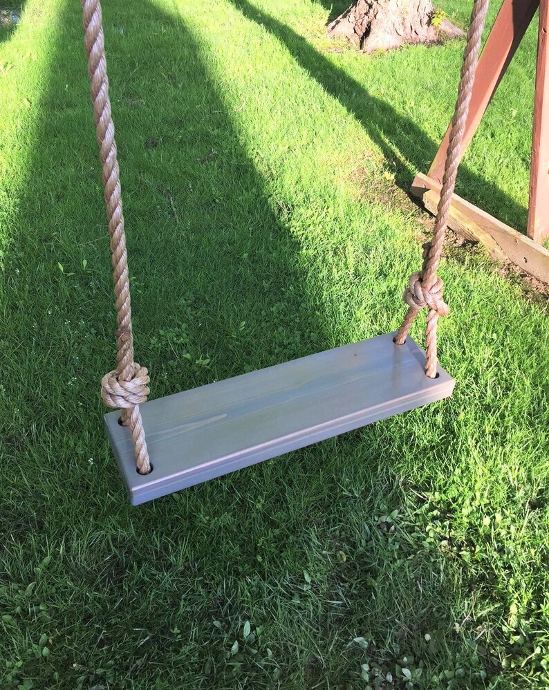 Gray Wooden Rope Swing | Wood Tree Swing | Outdoor Wooden Swing ...