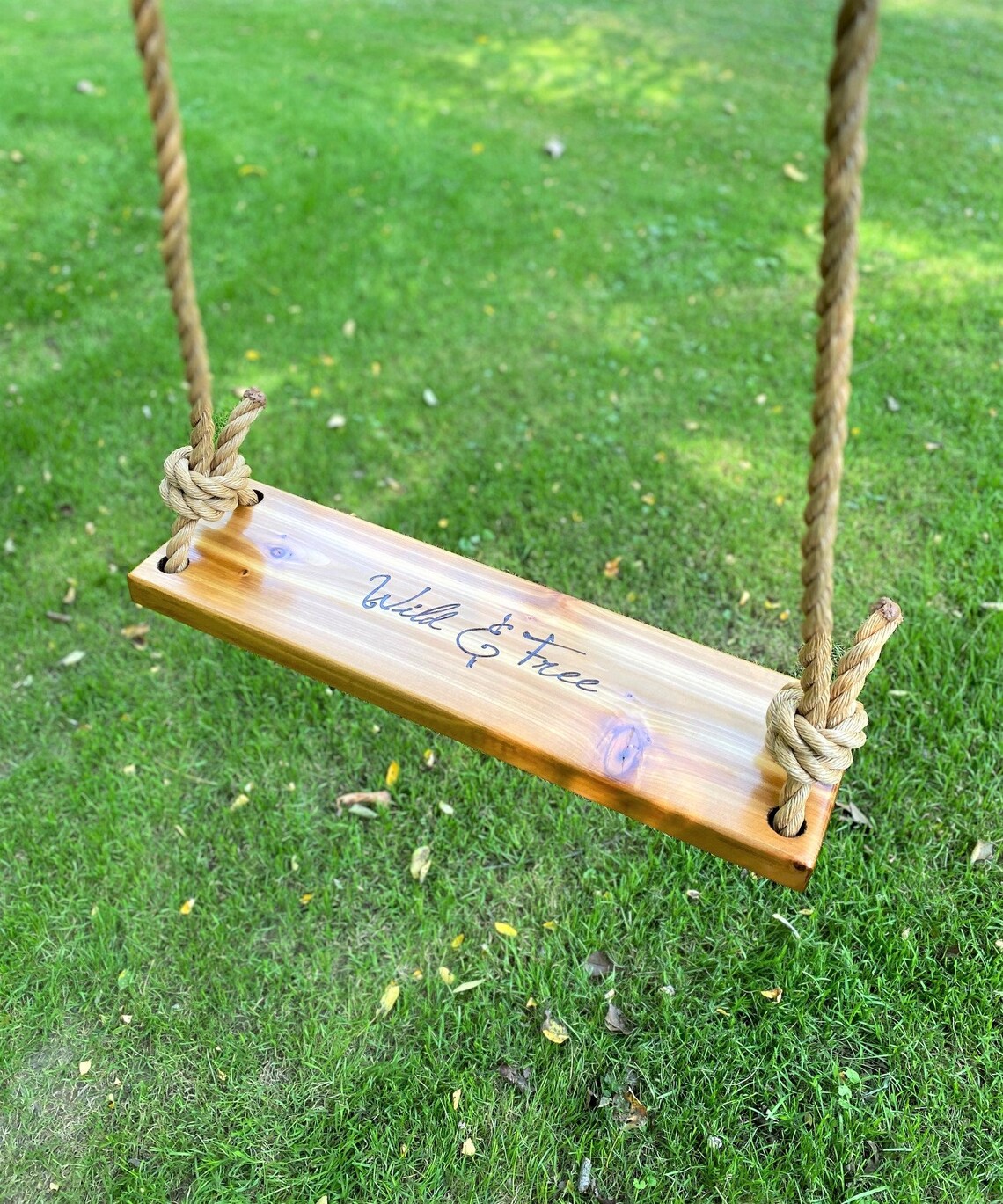 Wild and Free Wood Tree Swing Wooden Rope Swing Outdoor - Etsy
