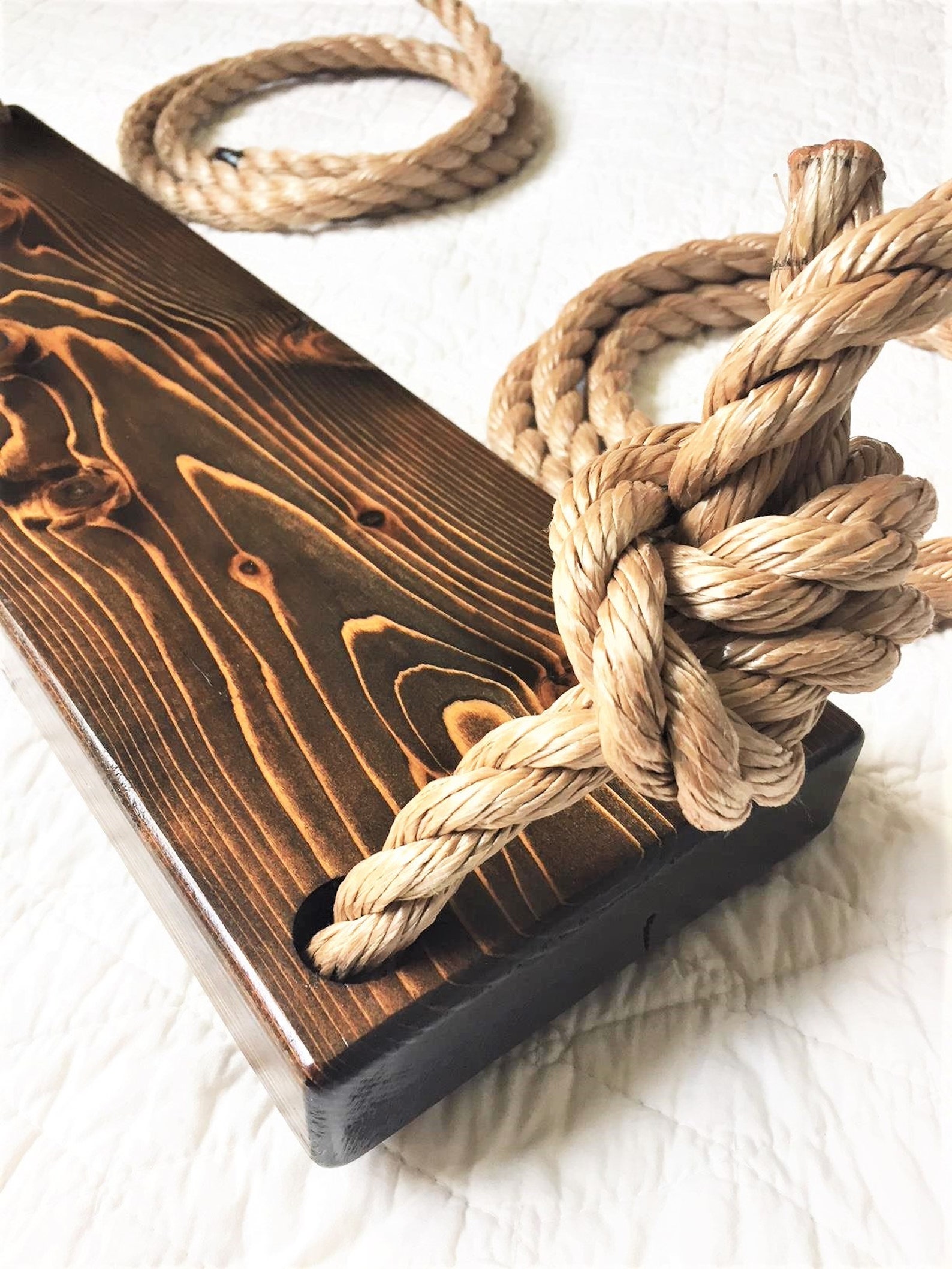 Dark Wood Tree Swing Wooden Rope Swing Outdoor Wooden | Etsy