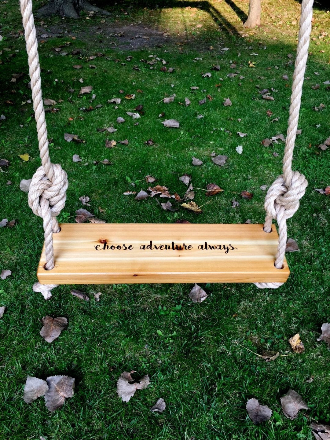 Choose Adventure Always Wooden Rope Swing | Wood Tree Swing | Outdoor ...