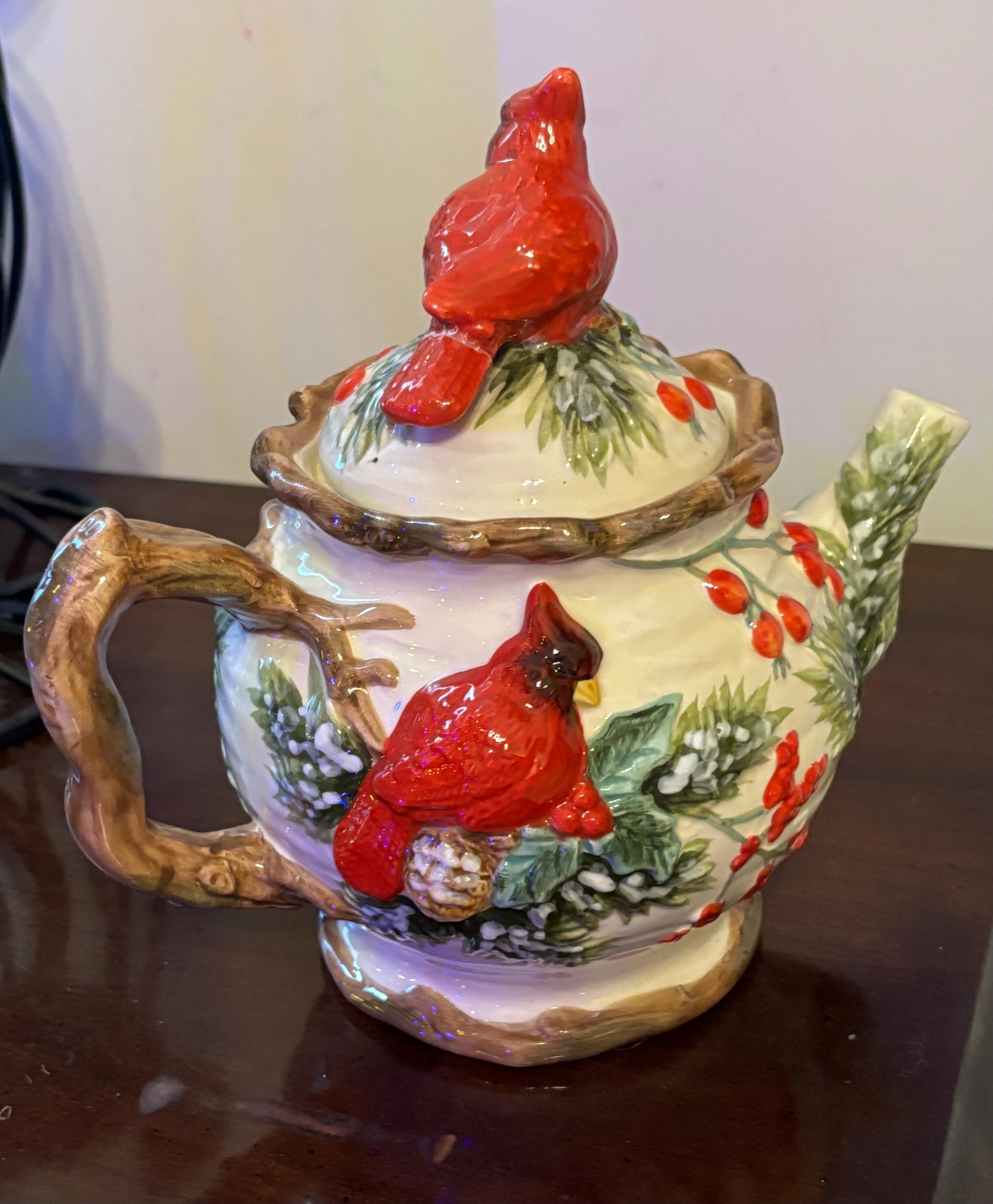Christmas Cardinal Teapot. - Etsy