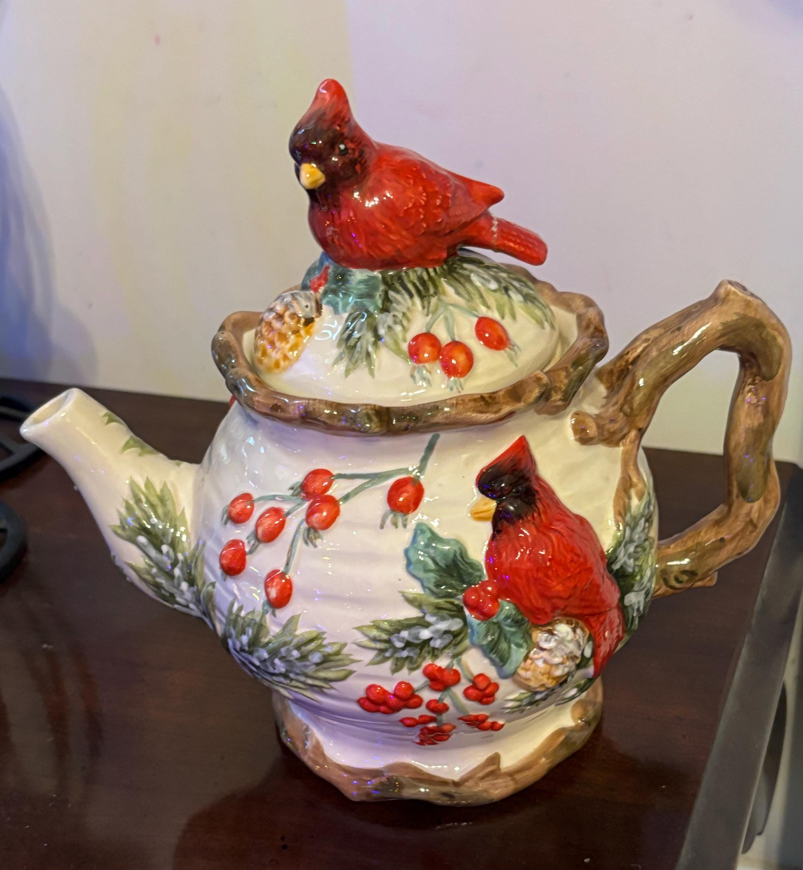 Christmas Cardinal Teapot. - Etsy