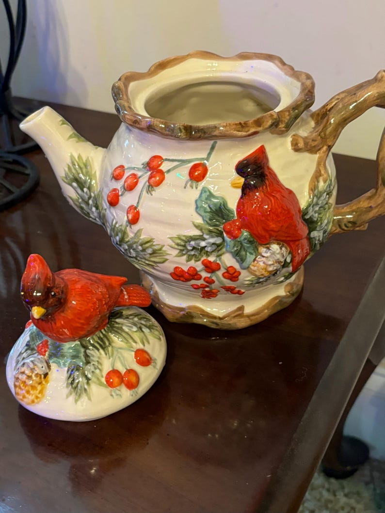 Christmas Cardinal Teapot. - Etsy