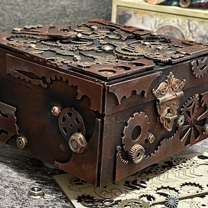 Personalised Steampunk Box, Mixed Media Gift, Customizable Wooden Box ...