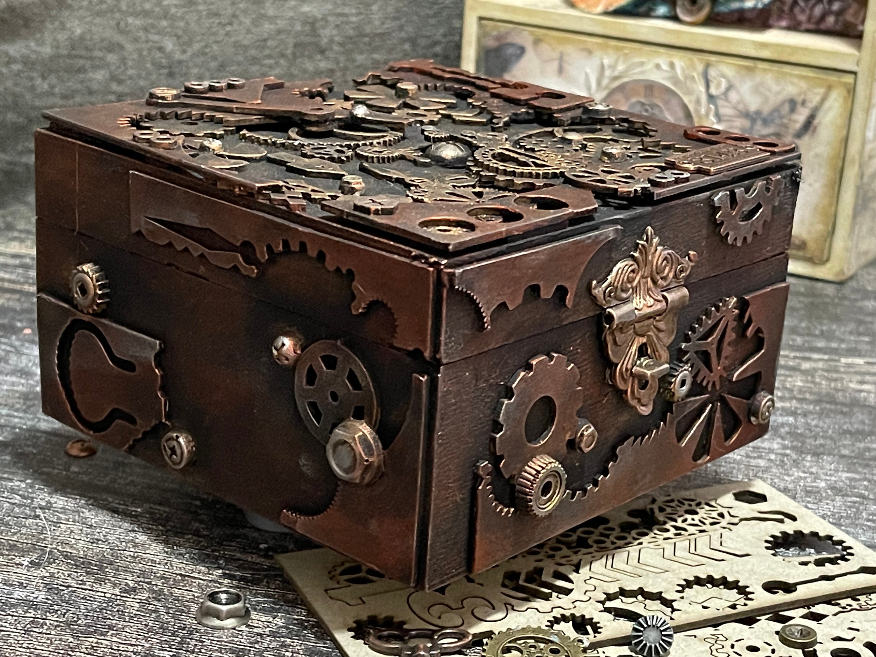 Personalised Steampunk Box, Mixed Media Gift, Customizable Wooden Box ...