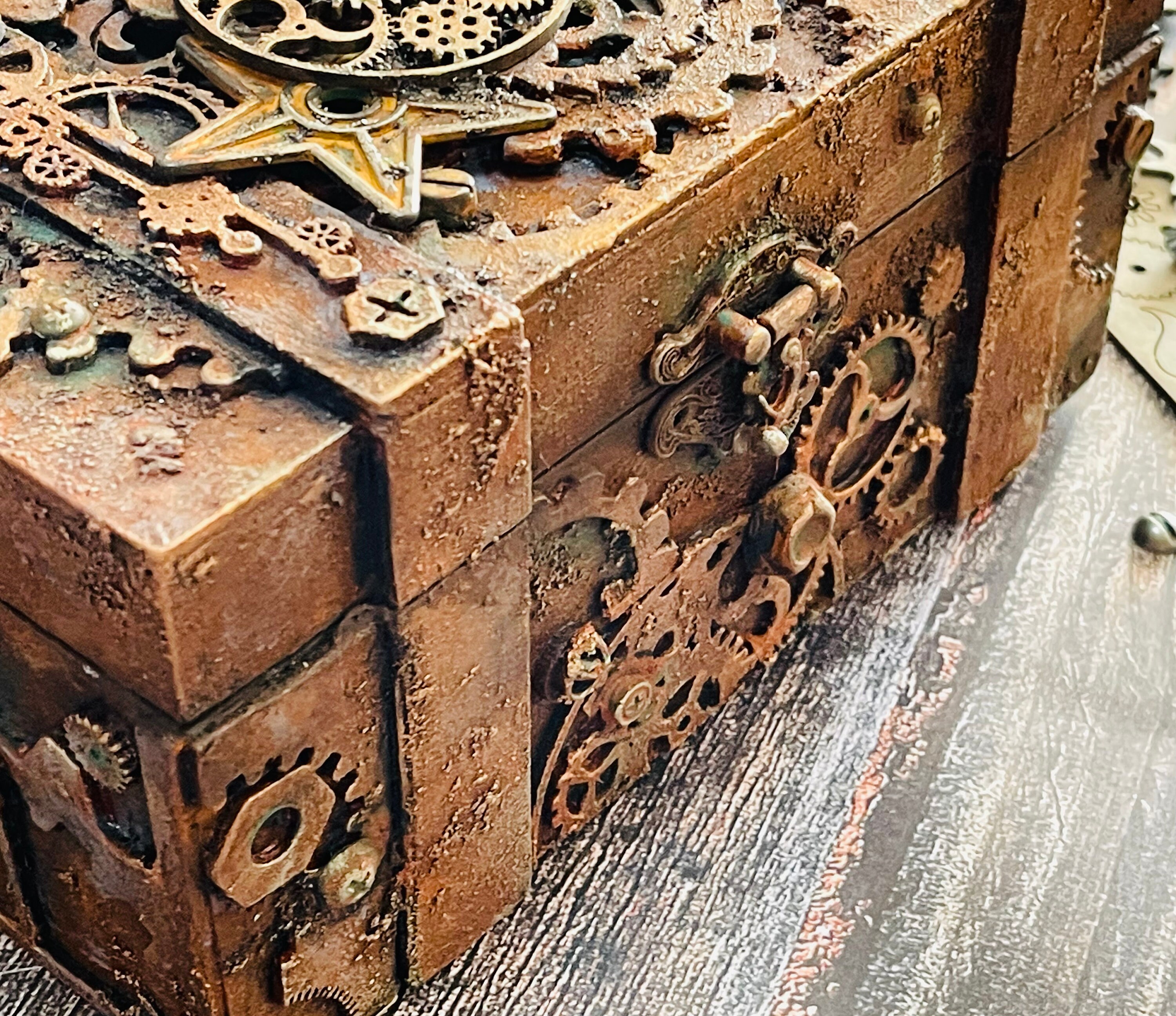 Personalized Steampunk Box, Mixed Media Rusty Box, Customized Hand ...