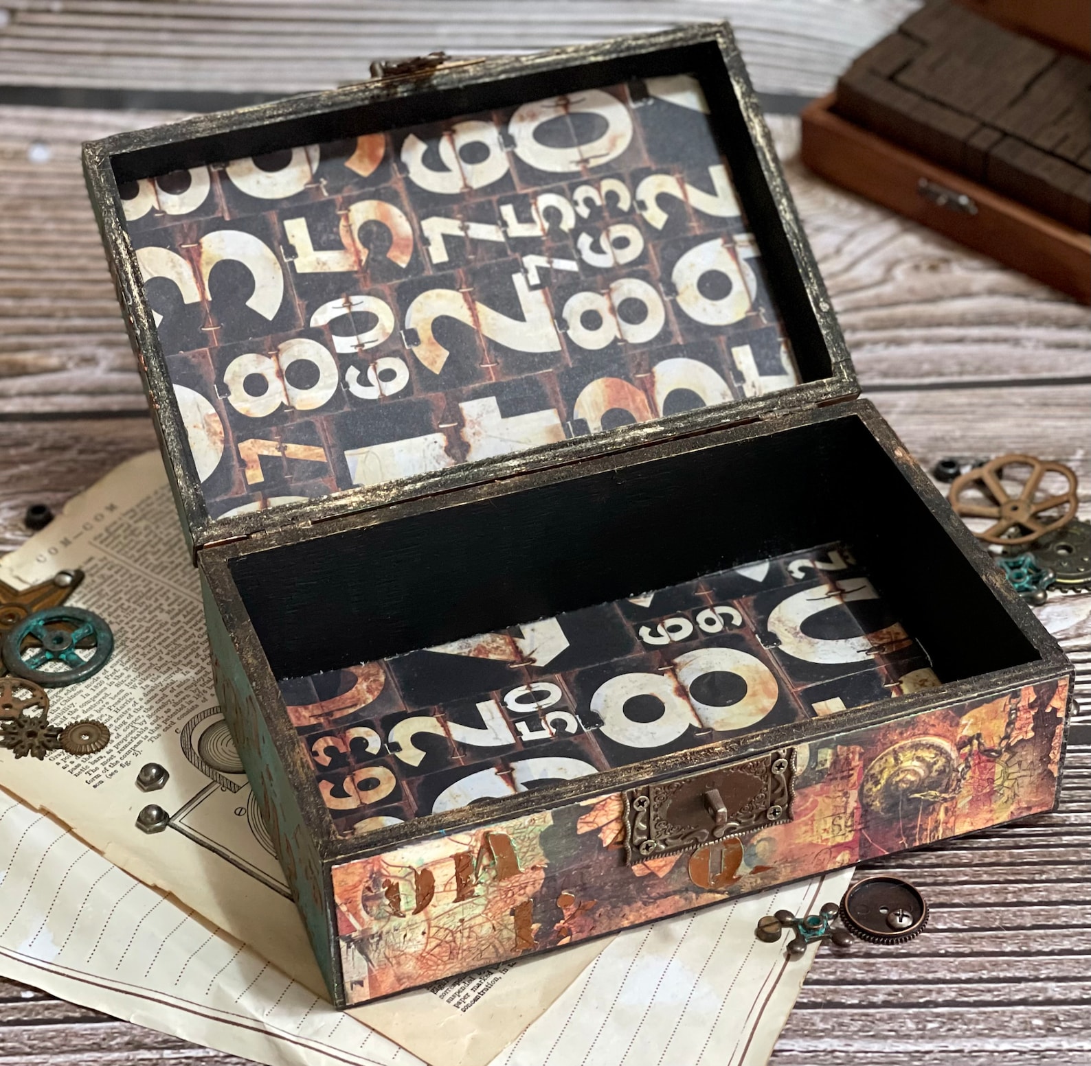 Personalised Steampunk Box, Mixed Media Customizable Wooden Box ...