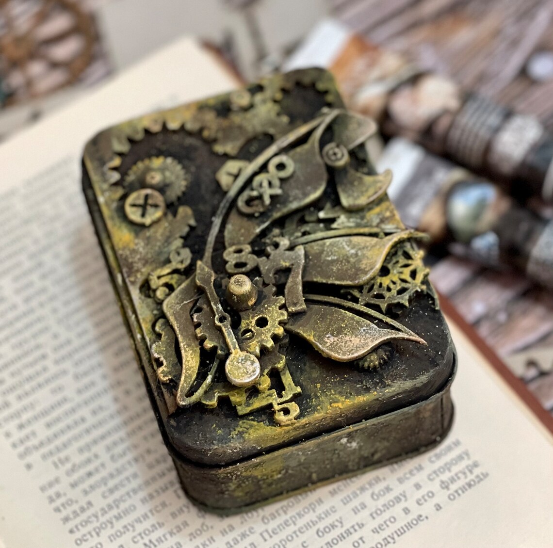 Steampunk Metal Box Set, Mechanical Tin, Personalized Box, Tin Box Mini ...