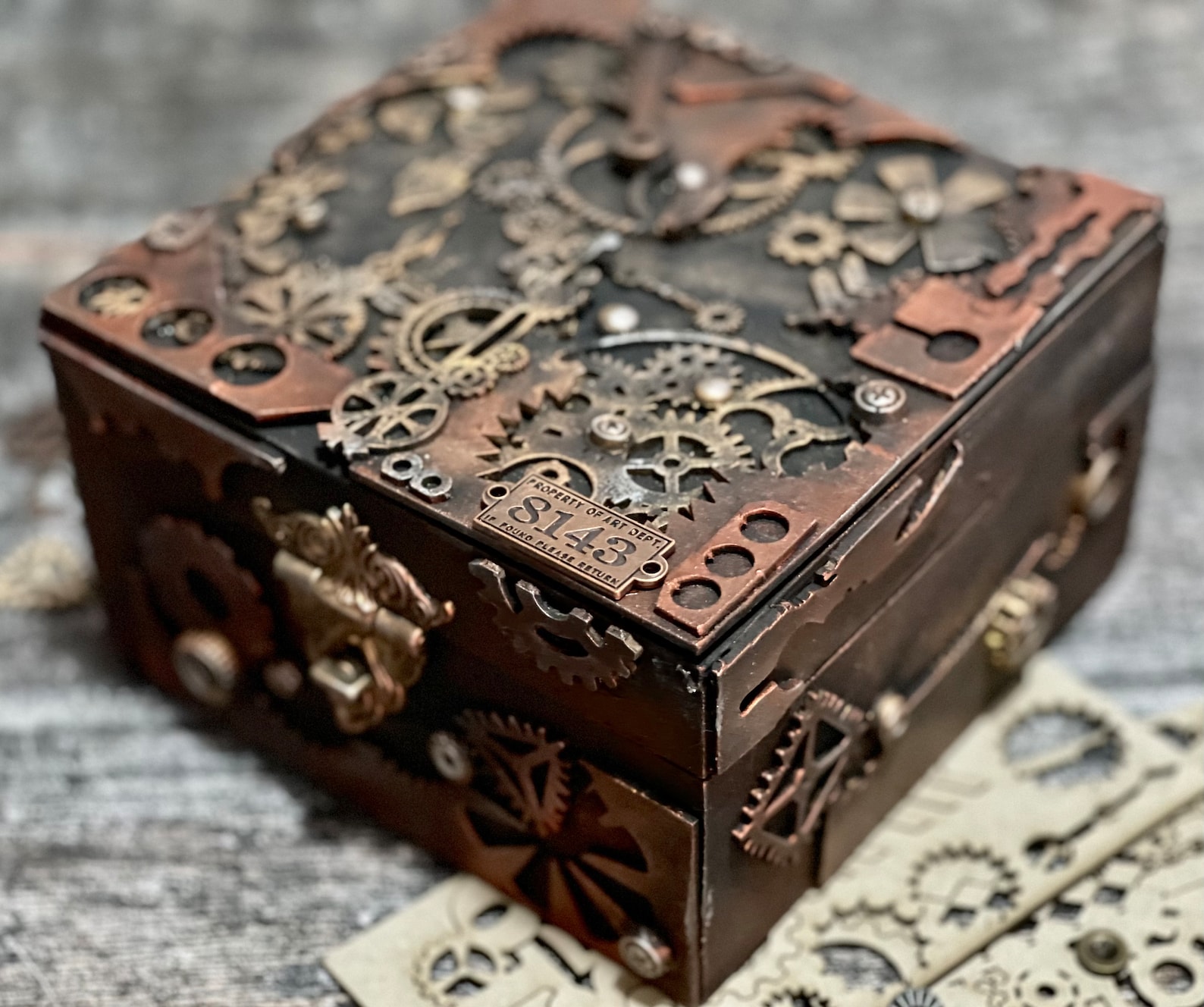 Personalised Steampunk Box, Mixed Media Gift, Customizable Wooden Box ...