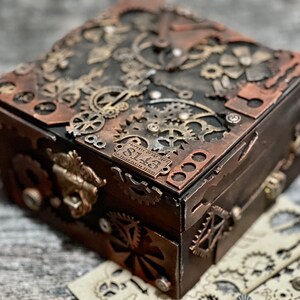 Personalised Steampunk Box, Mixed Media Gift, Customizable Wooden Box ...