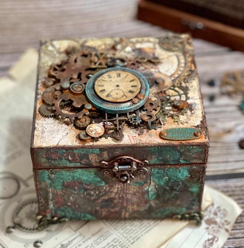 Personalised Steampunk Box Mixed Media Customizable Wooden - Etsy