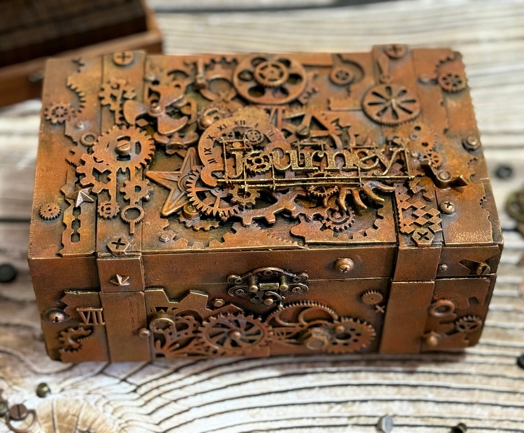 Personalized Steampunk Box: Rusty Industrial Gear Decor - Etsy