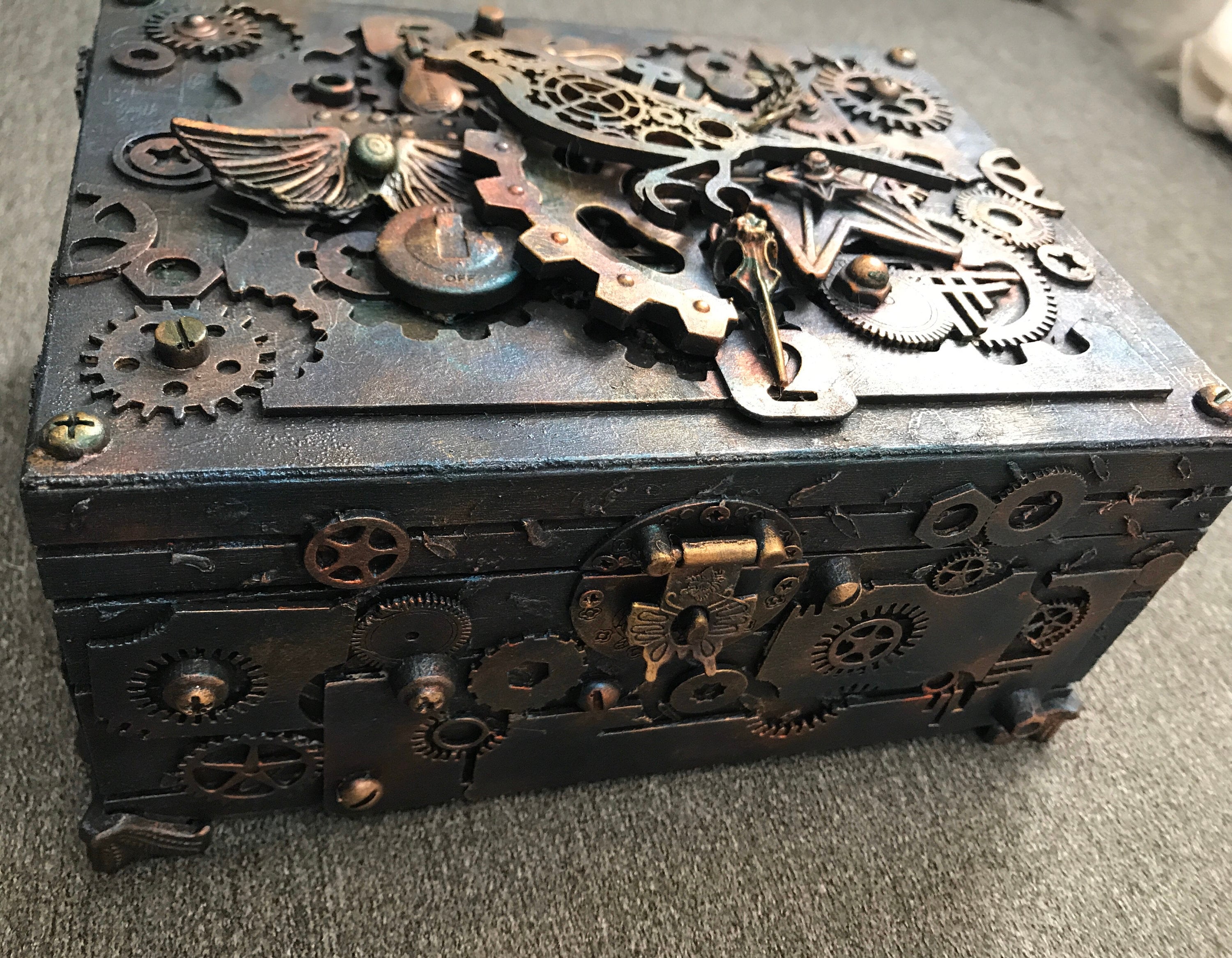 Steampunk Box Wooden Vintage Style Steampunk Bird Jewelry Storage ...