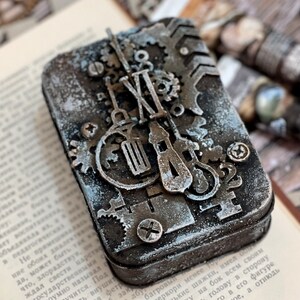 Steampunk Metal Box Set, Mechanical Tin, Personalized Box, Tin Box Mini ...