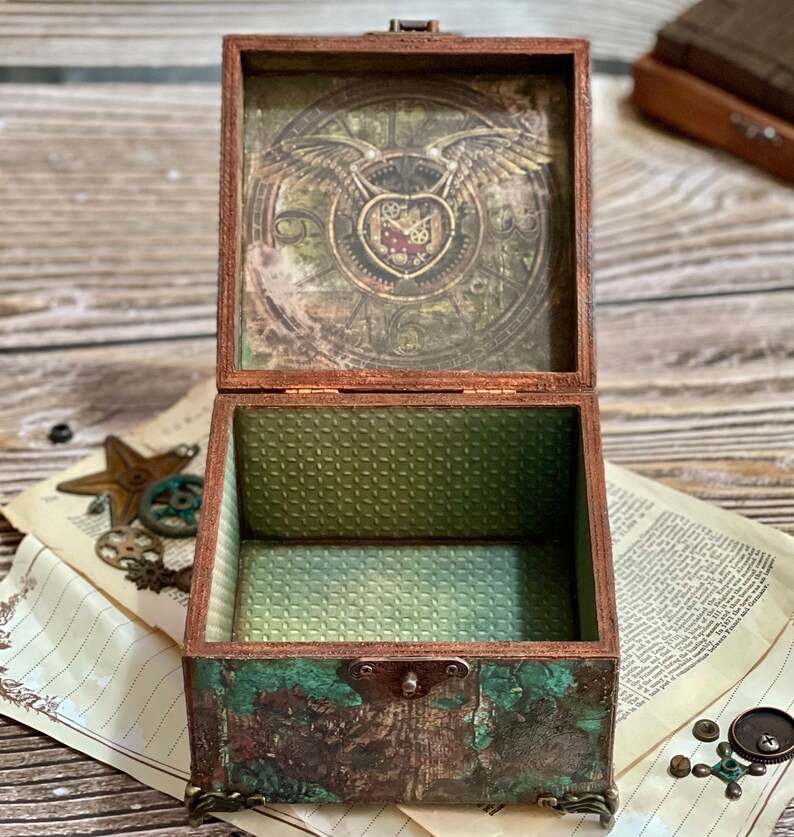 Personalised Steampunk Box, Mixed Media Customizable Wooden Box ...