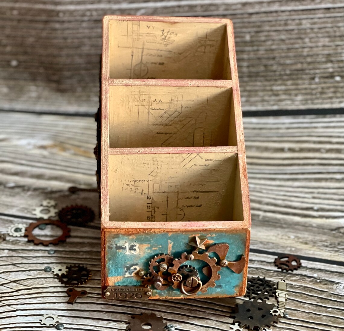 Steampunk Desk Organizer, Remote Control Holder,steampunk Decor, Living ...